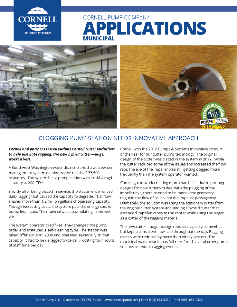 Clogging Pump Station | Cornell Pump Company