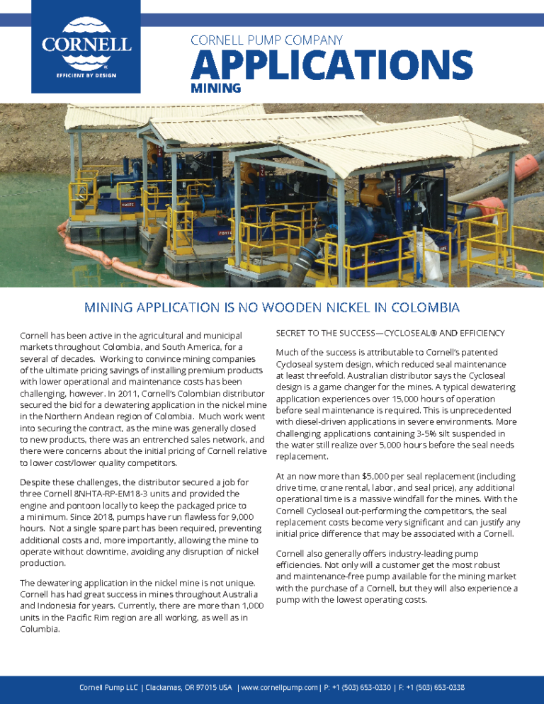 Columbian Mining | Cornell Pump Company
