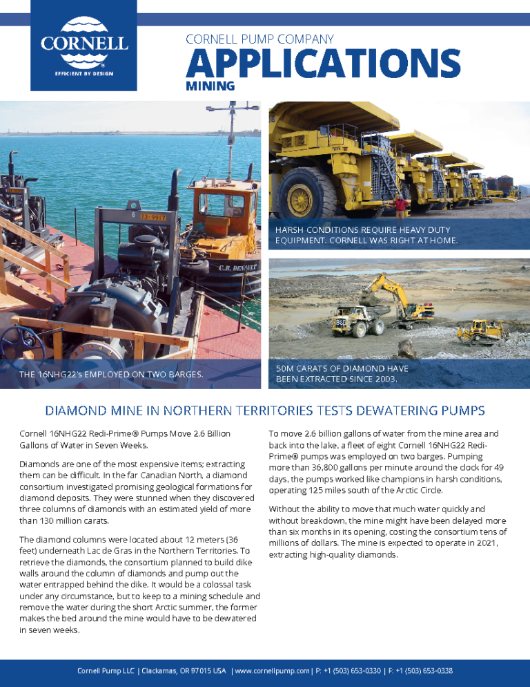DIAVIK Diamond Mine – Cornell Pump Company